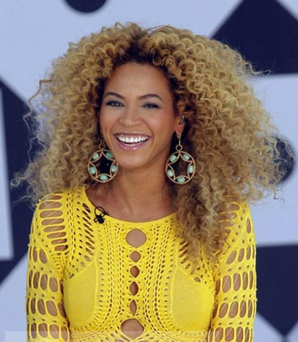 Chic Beyonce Knowles Wig Lace Front Long Curly Blonde Human Hair
