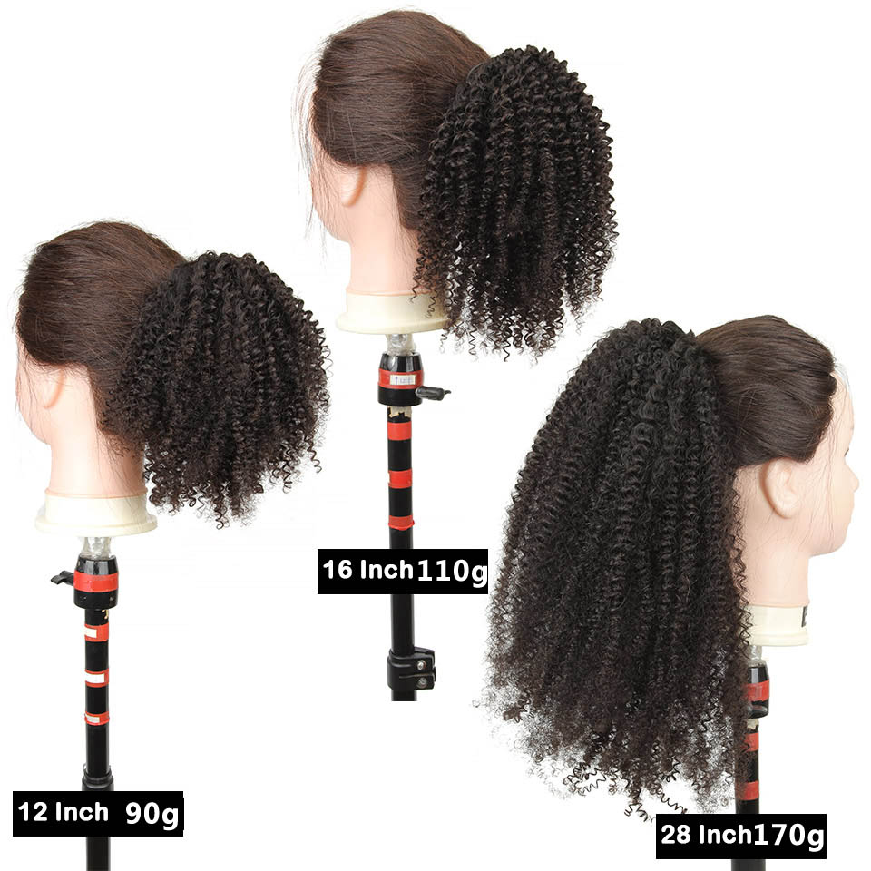 10 - 30 Inch Kinky Curly Human Hair Ponytail Drawstring Ponytail ...