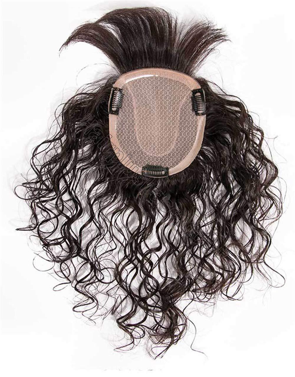 100% Real Human Hair Curly Crown Topper Hairpiece for Women Realistic ...