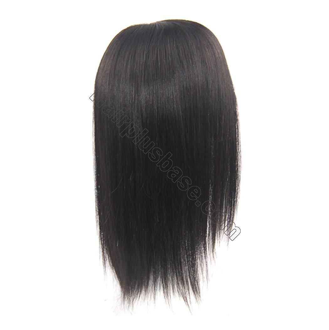 100% Real Human Hair Toppers with Side Bangs, Clip in Top Wiglet ...