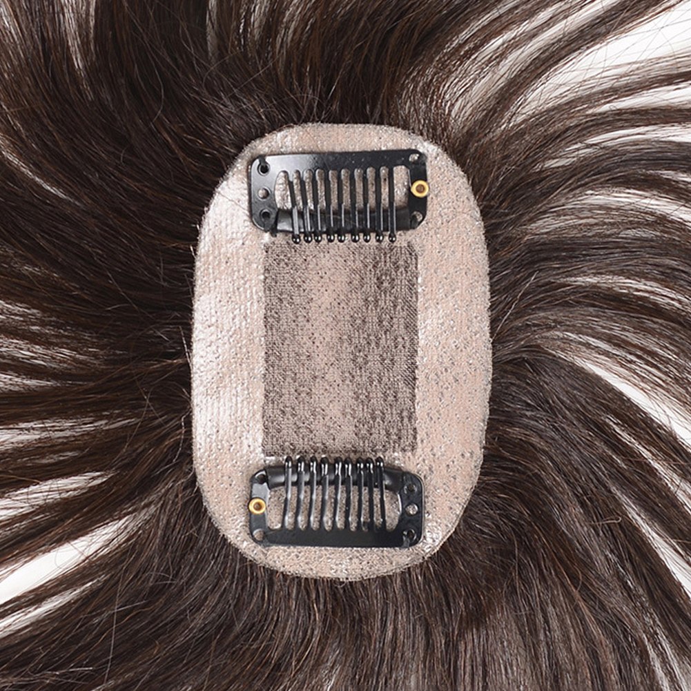 100% Human Hair Toupee Crown Wiglet HairPiece Net Breathable Light And ...