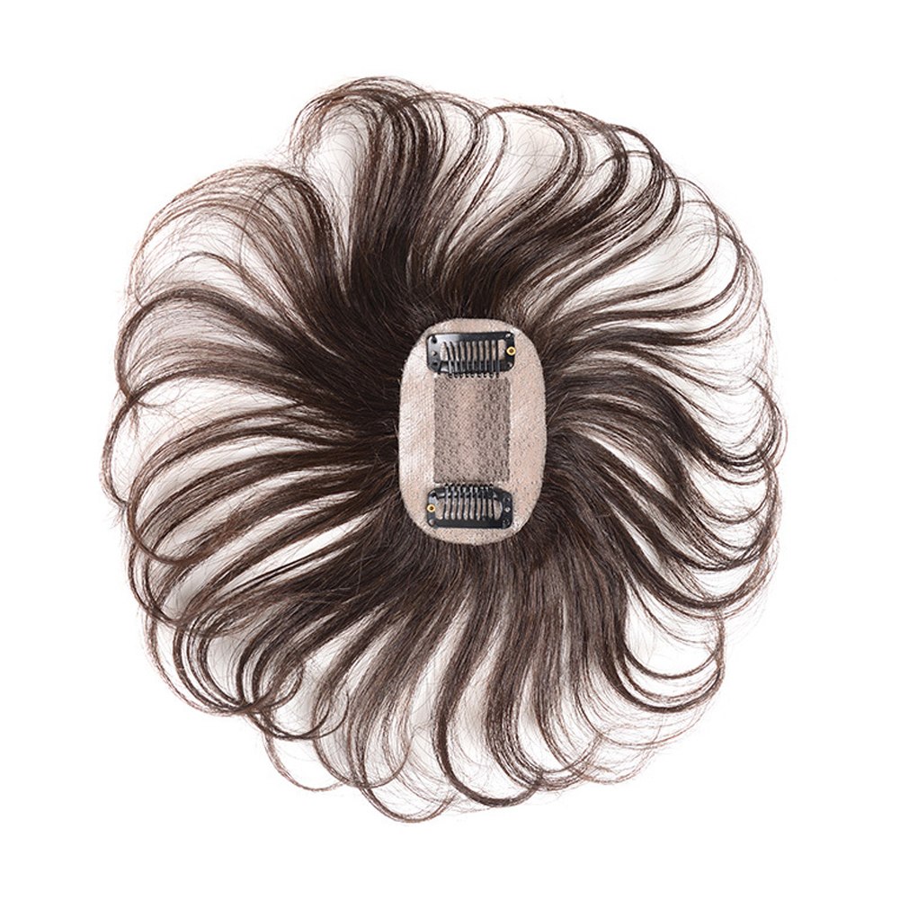 100% Human Hair Toupee Crown Wiglet HairPiece Net Breathable Light And ...