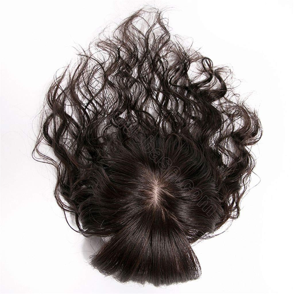 10x12CM Silk Base Real Human Hair Topper with Bangs for Women Curly ...