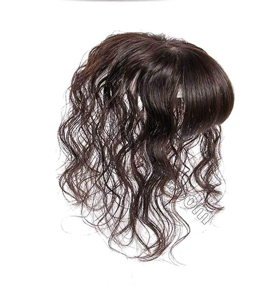 10x12CM Silk Base Real Human Hair Topper with Bangs for Women Curly ...