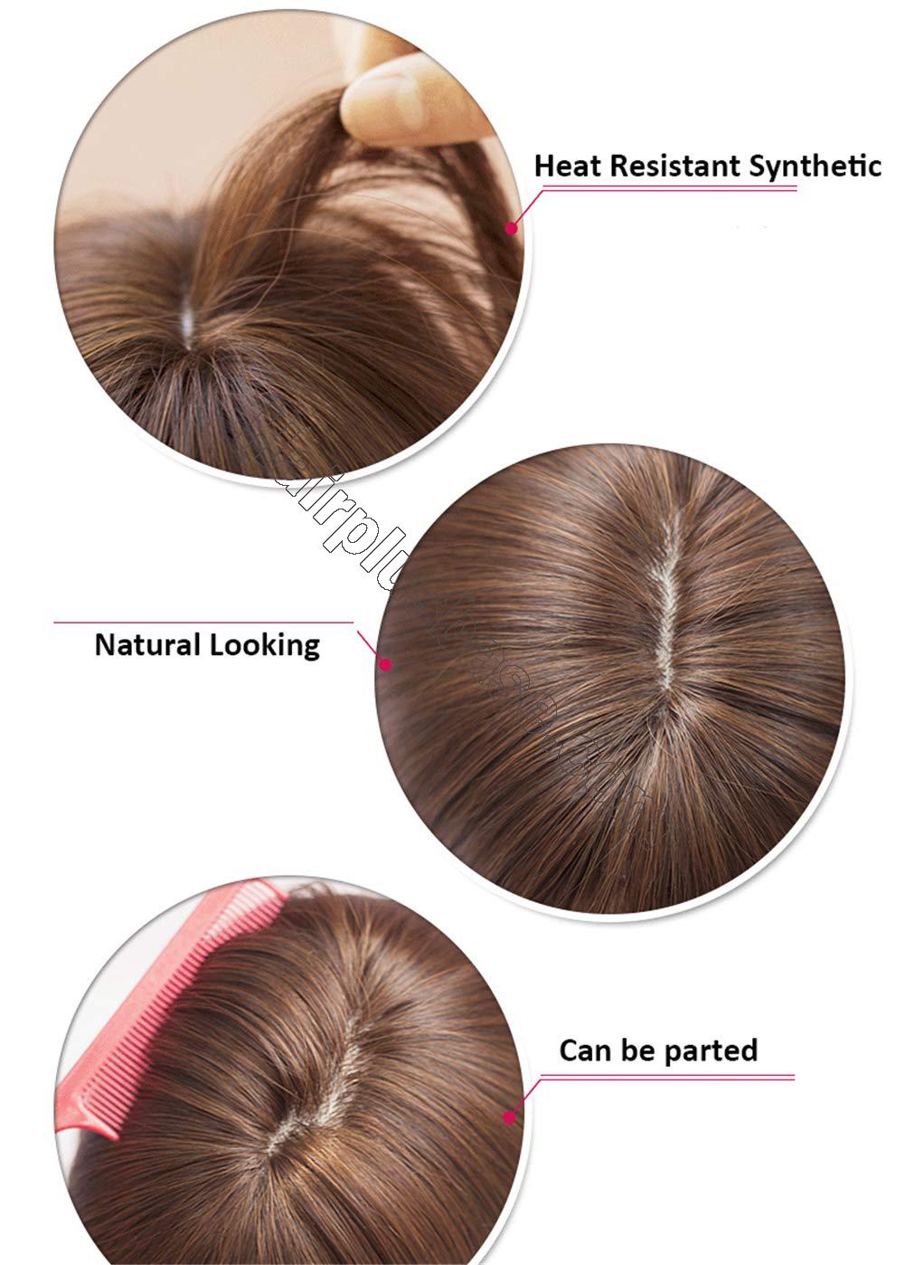 14" Crown Topper Hairpieces with Side Bangs for Women, Synthetic Top ...