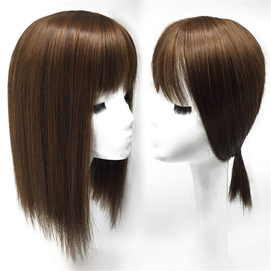 14" Hair Toppers with Bangs Hair Extension Clip in Top Crown Hairpieces ...