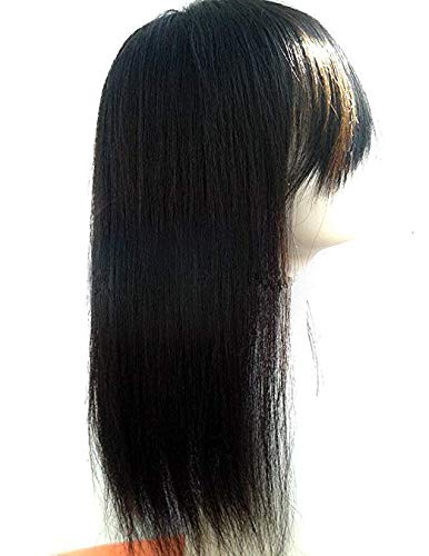 18 Inch Human Hair Crown Topper Clip in Top Hairpiece Wiglet with Bangs ...