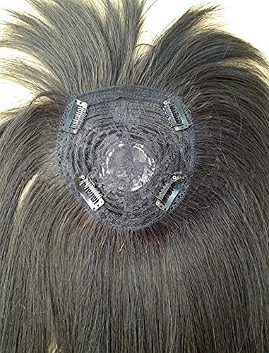 18 Inch Human Hair Crown Topper Clip in Top Hairpiece Wiglet with Bangs ...