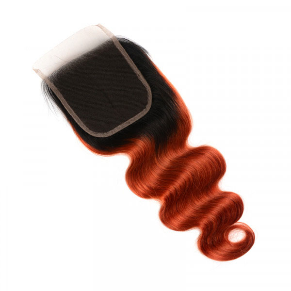 1B/350 Color Ombre Human Hair 3 Bundles With Closure Body Wave Weave