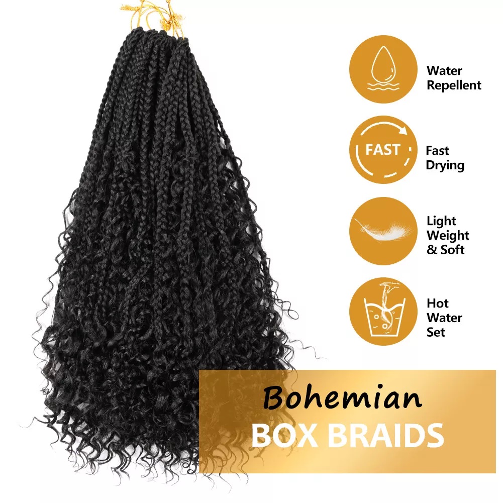 20 Inch Goddess Box Braids Curly End Bohemian Box Braiding Hair ...