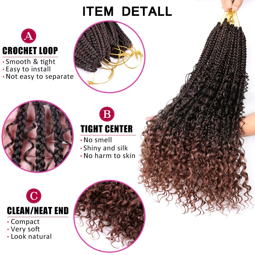 20 Inch Goddess Box Braids Curly End Bohemian Box Braiding Hair ...