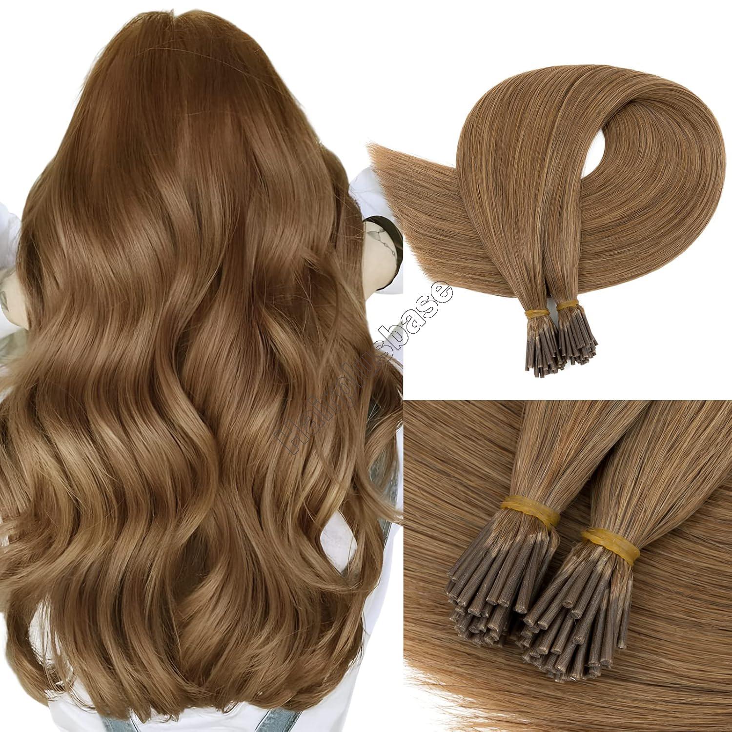 6 - 30 Inch #6 Light Brown Stick I Tip Straight Real Human Hair ...
