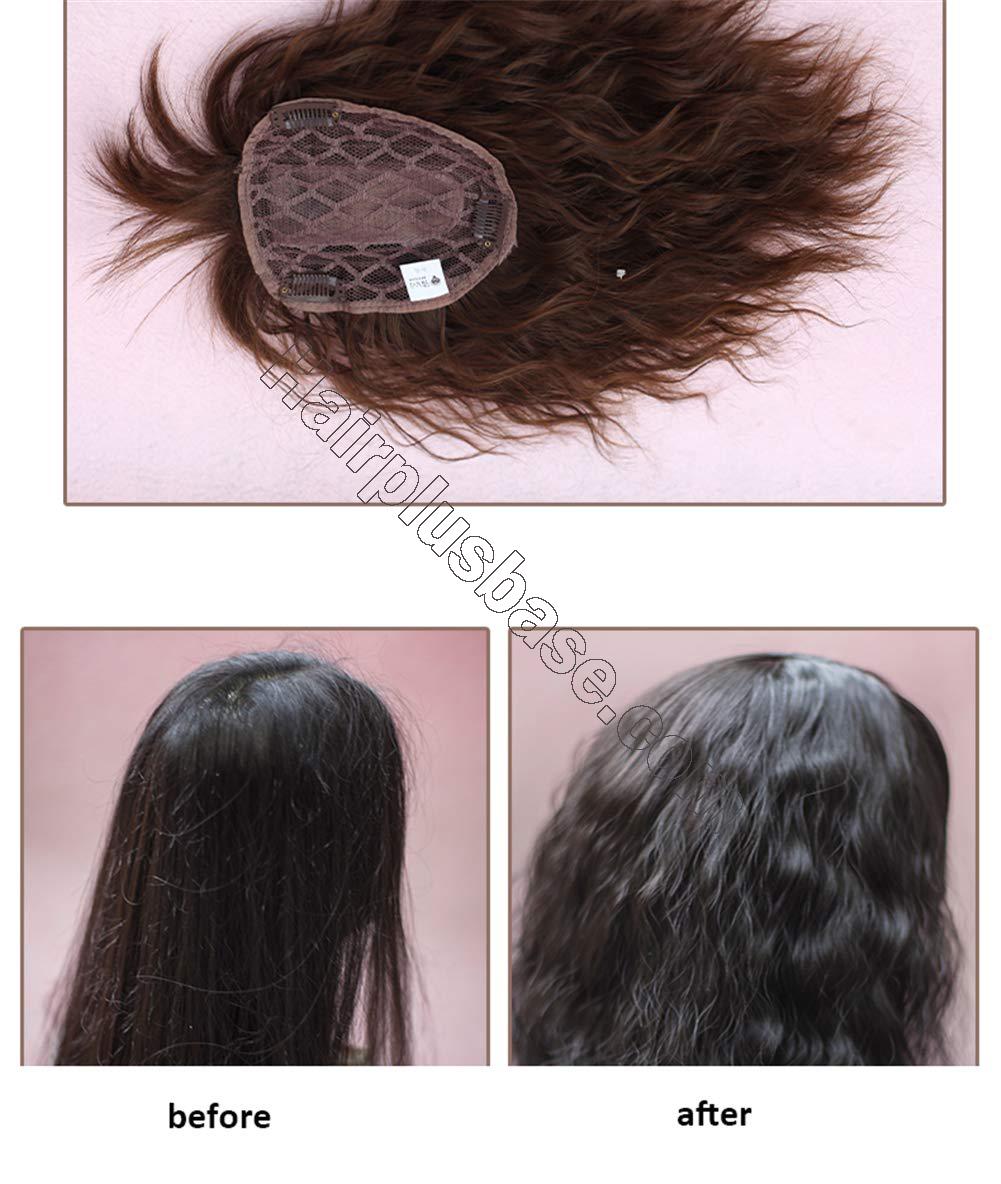 Curly Hair Topper Hairpieces with Bangs for Women, Soft Synthetic Clip ...