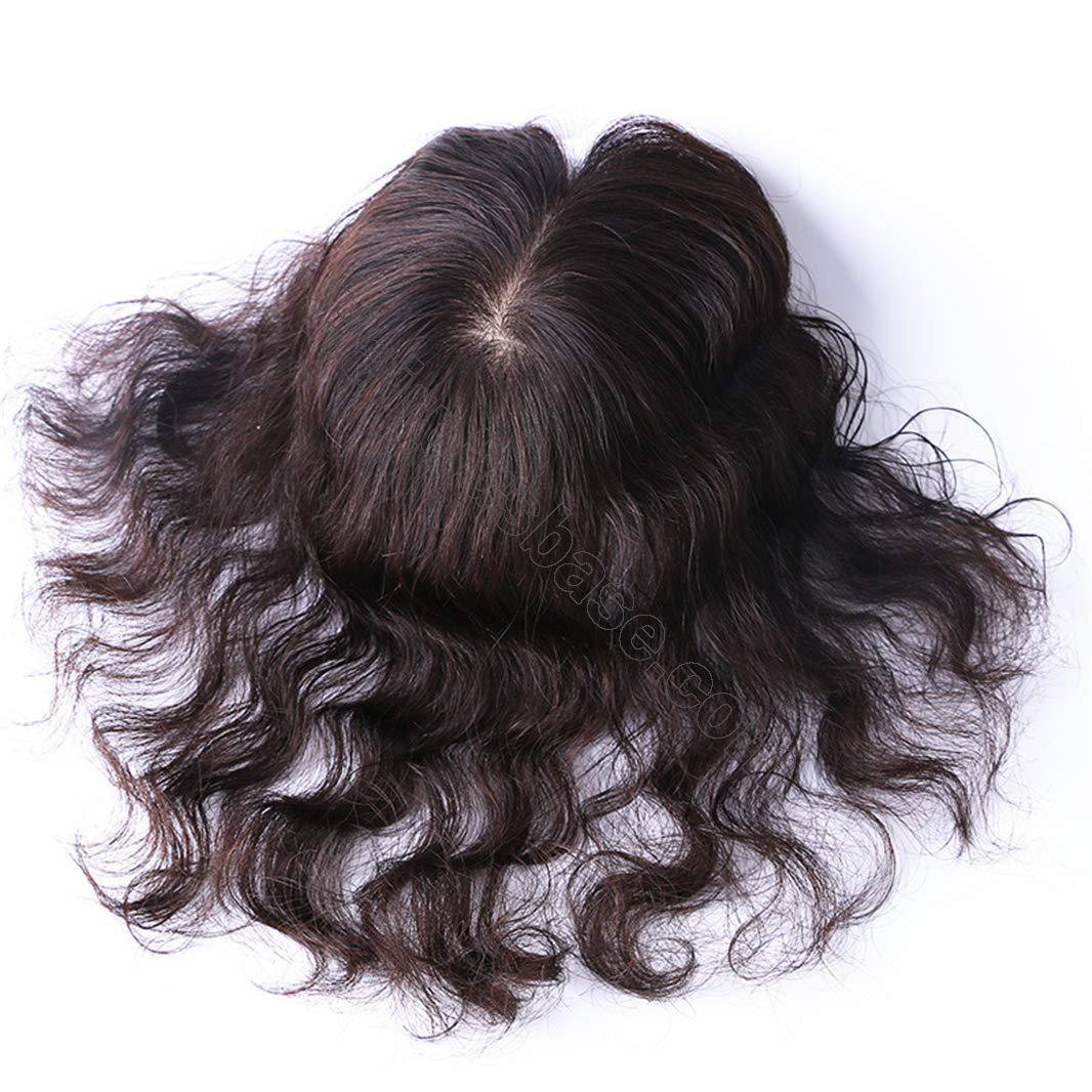 Curly Human Hair Toppers for Women, 8x13cm Silk Base Top Hairpieces ...