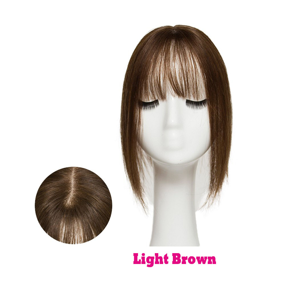 Hair Clip In 100% Human Hair Topper Piece Thin Air Bangs Fringe Remy ...