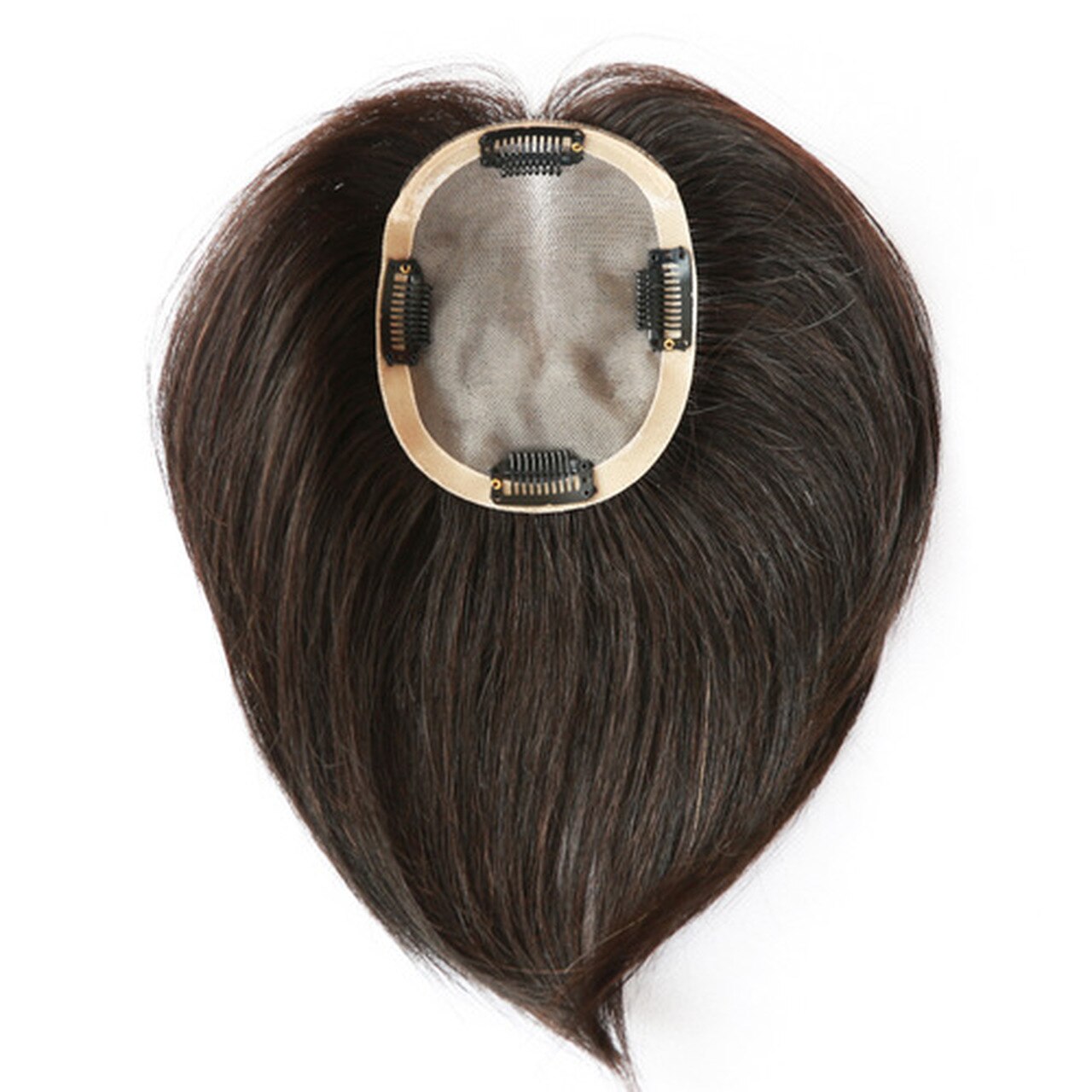Hand Made MONO Silk Human Hair Topper Straight Clip In Hair Hairpieces
