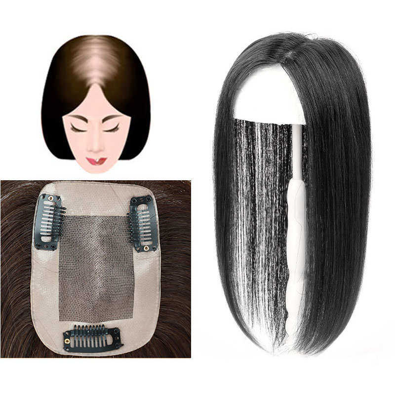 Human Hair Clip in Toppers Toupee, 7x10cm Hand Tied Mono Crown Topper ...
