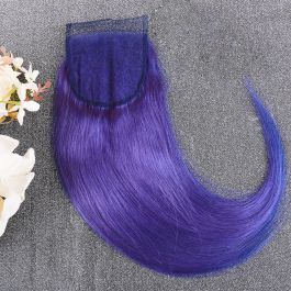 Purple Blue 4x4 Lace Closure Remy Human Hair Straight