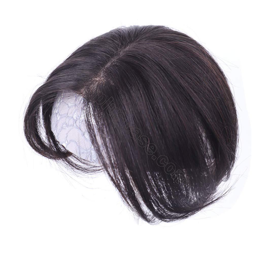 Mono Human Hair Clip in Bangs Wiglet Toppers Invisible Crown Topper ...