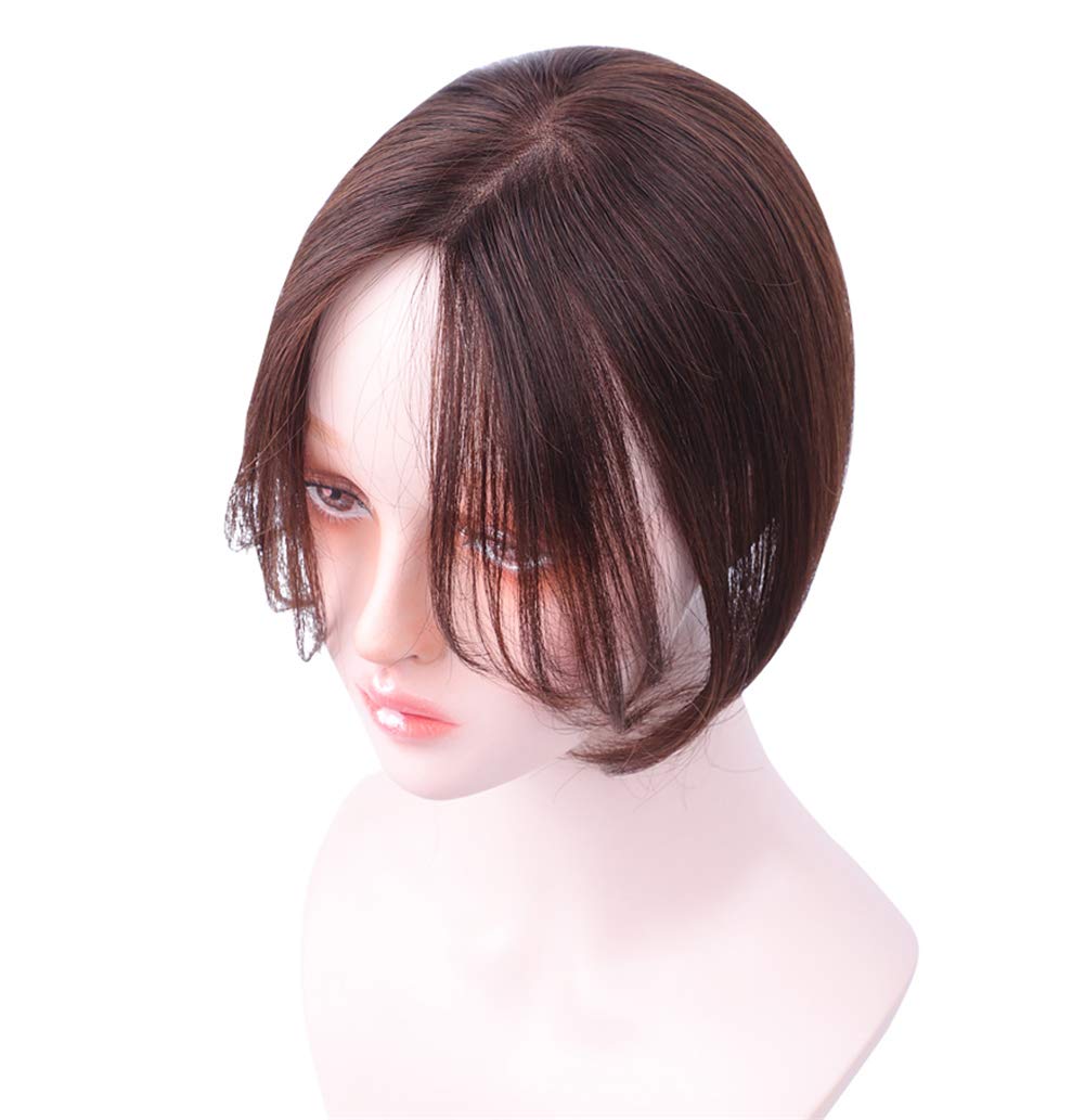 Mono Human Hair Clip in Bangs Wiglet Toppers Invisible Crown Topper ...
