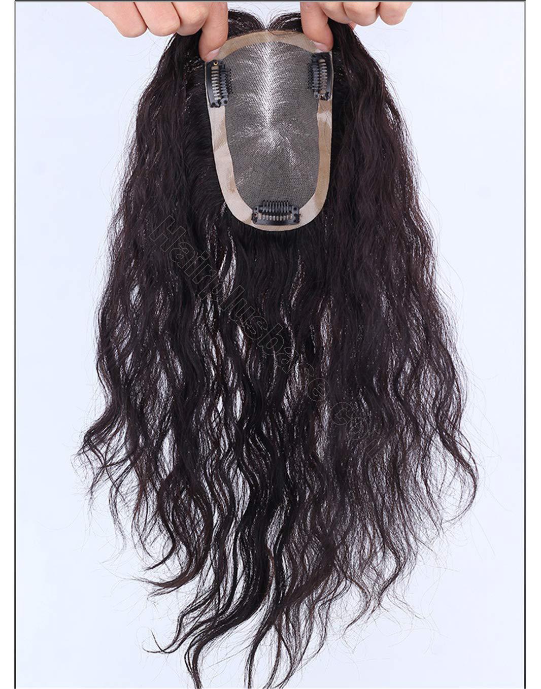 Mono Real Human Hair Toppers for Women, 9x14cm Crown Topper Curly Top ...