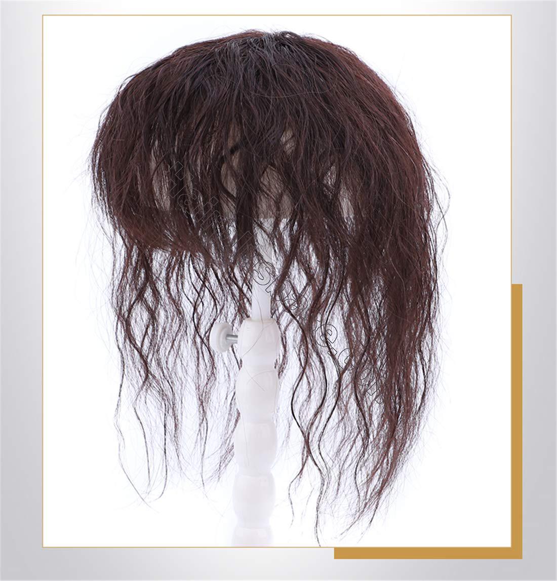 Natural Curly Human Hair Topper with Bangs for Women, Top Wiglet ...
