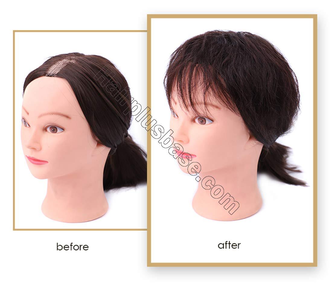 Natural Curly Human Hair Topper with Bangs for Women, Top Wiglet ...