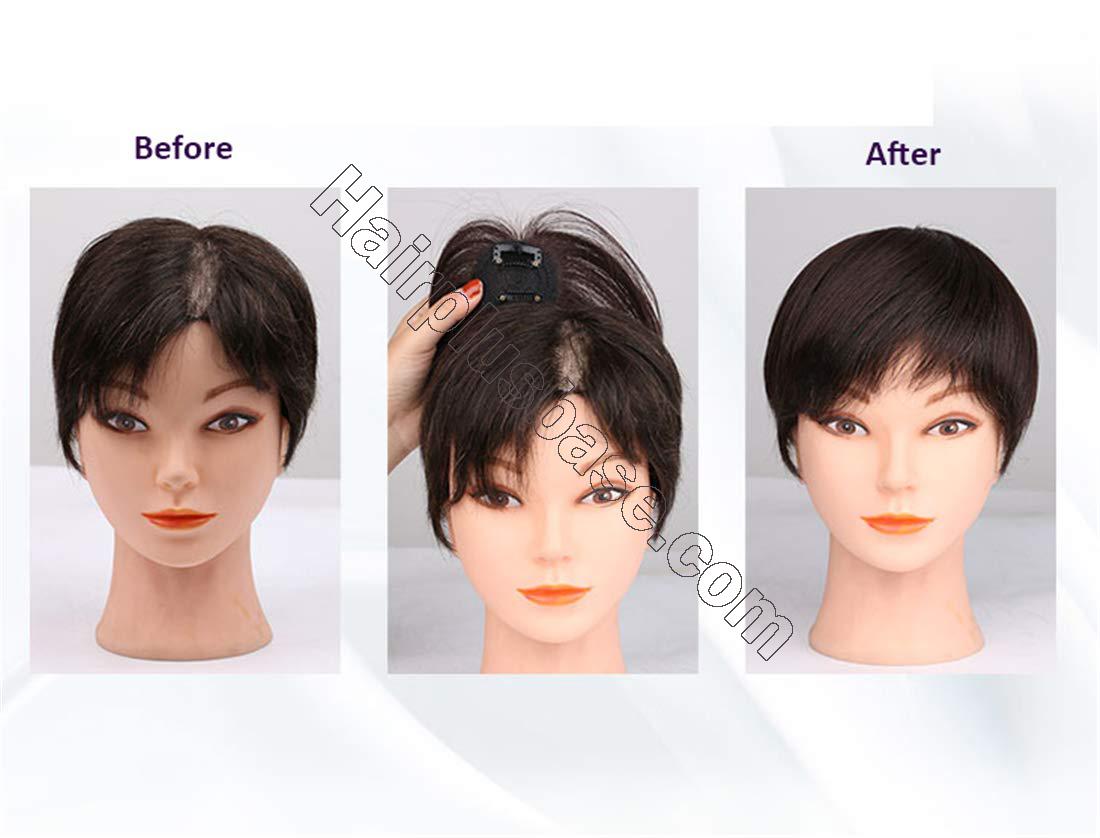 Real Human Hair Crown Toppers for Women with Bald Spot, Clip in Top ...