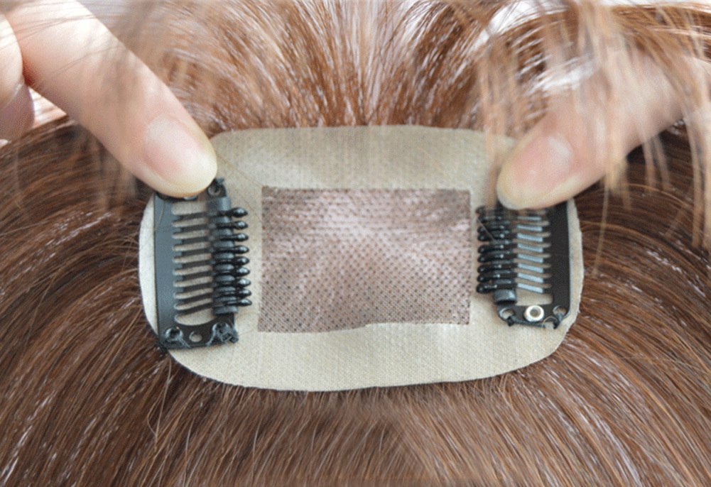 Real Human Hair Hairline Wiglet Clips on Slim Mono Crown Toppers With ...
